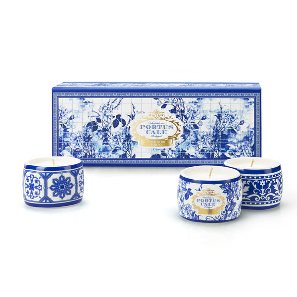 Portus Cale Gold & Blue Candle Set | Pink Pepper & Jasmine | 3x70g ...